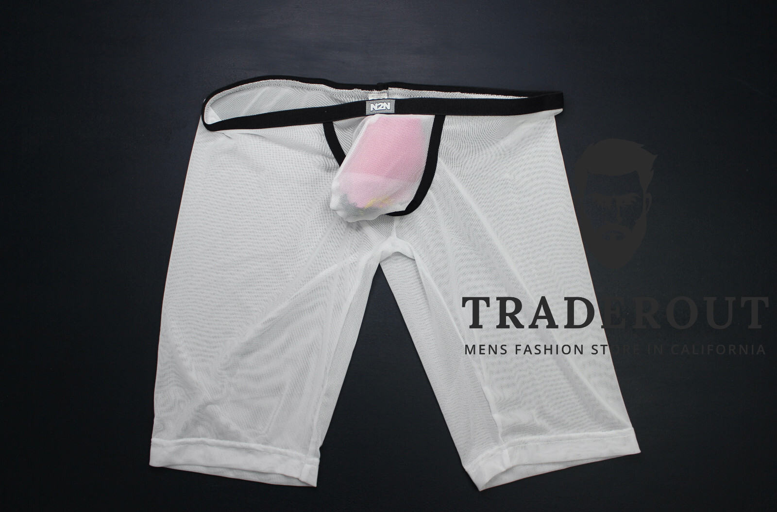 N2N Bodywear Men white sheer X POUCH Jammer biker shorts size L | eBay