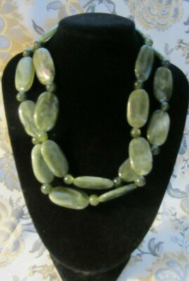 Ladies Green Flat & Round Beaded Resin Necklace-Costume Jewellery | eBay UK