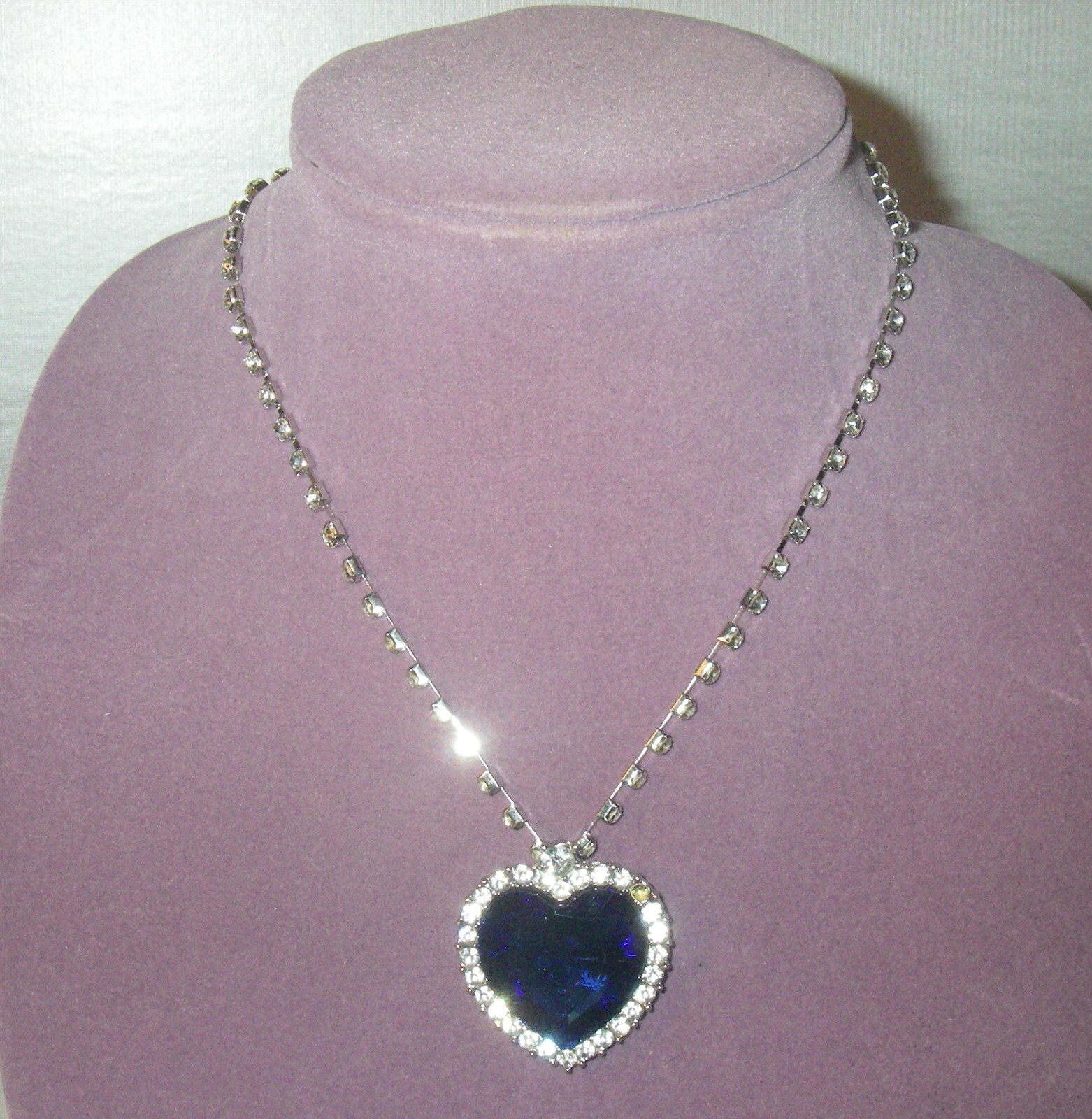 TITANIC HEART OF OCEAN BLUE STONES CRYSTAL NECKLACE | eBay