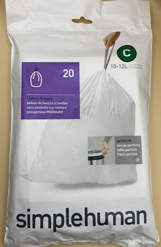 2x Simplehuman Custom Fit Trash Can Liner C, 10-12 Liters/2.6-3.2 ...