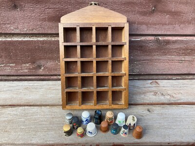 VTG SEWING THIMBLE COLLECTION & RACK ABILONE CLOISONNE LOT BICENTENNIAL ...