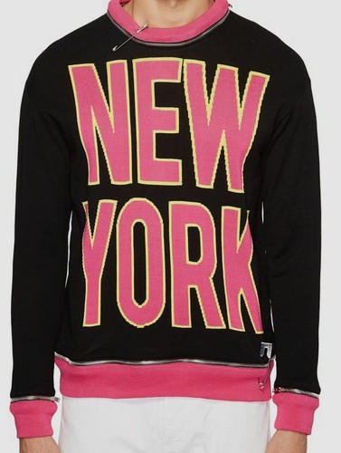 $725 Jeremy Scott Italy Men Black Graphic Long Sleeve Crew-Neck Cotton ...