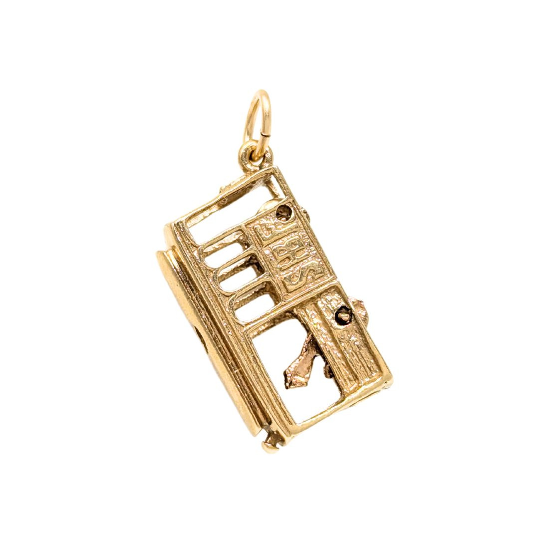 14K Gold Cable Car/ Trolly Charm - Gem