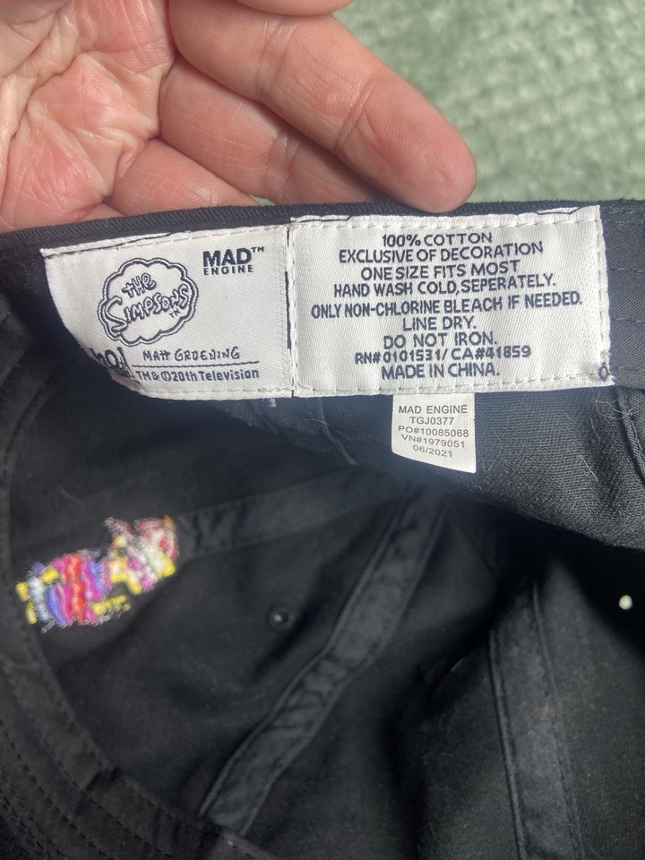 The Simpsons Lisa Simpson Peace Sign Hat Black Adjustable MAD Engine ...