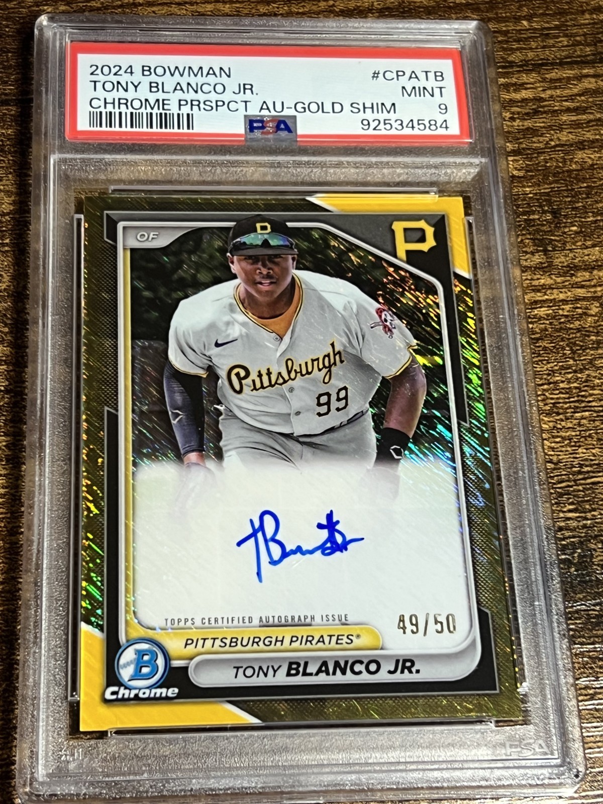 TONY BLANCO JR 2024 Bowman Chrome 1st Gold Shimmer Auto /50 #CPA-TB PSA ...