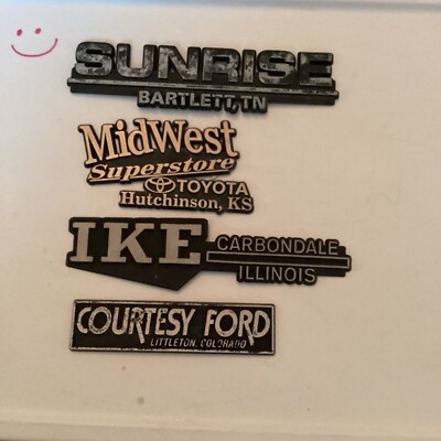 4 Vintage Car Dealer Emblem Lot Plastic Tennessee, Kansas, Illinois ...
