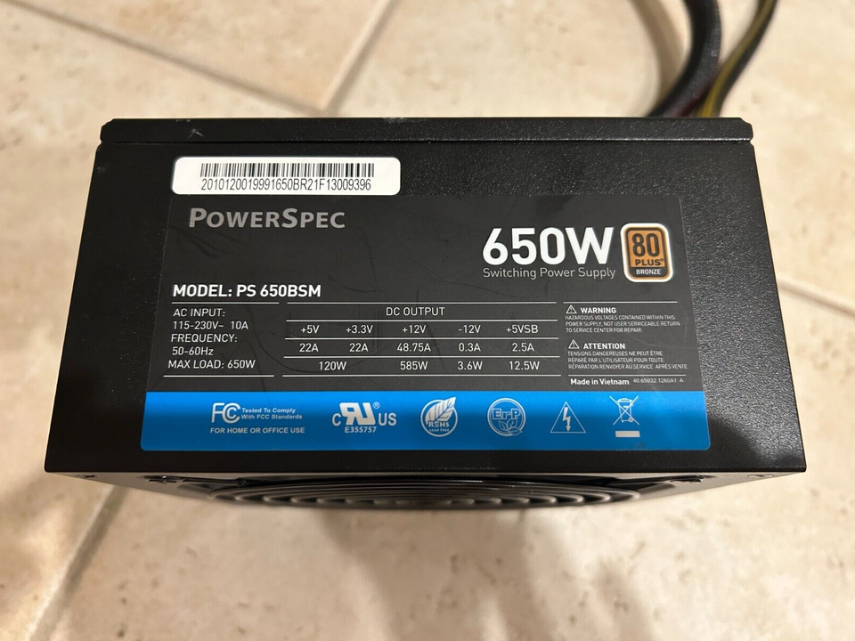 PowerSpec PS650BSM 650W 80Plus Bronze Rated Semi-Modular ATX 12V Power ...