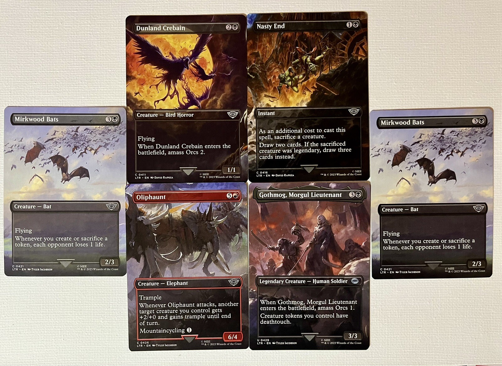 MTG Lord Of The Ring Borderless 6 Card Lot Non Foil Gothmog Oliphaunt ...