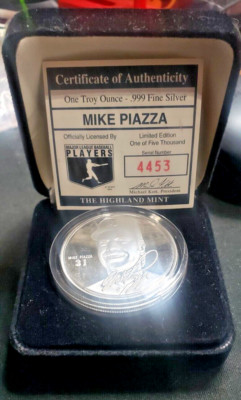 Mike Piazza Silver Coin .999 Troy OZ Fine Silver Highland Mint Limited ...