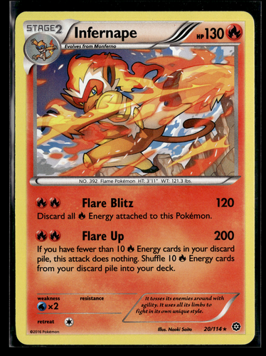 Infernape 20/114 XY Steam Siege Holo Rare Pokémon TCG Card 2016 LP/NM ...