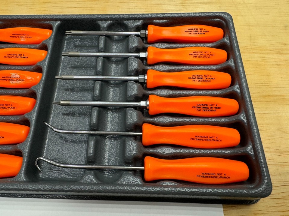Snap-on Tools RARE 12pc ORANGE Hard Grip Mini Screwdriver & Pick Set ...