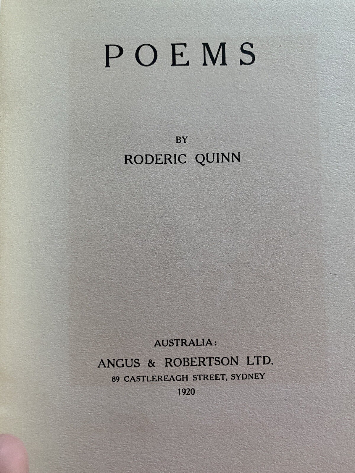 Poems, Roderic Quinn. 1920 1st Edition. Australian Poetry. Hidden Tide ...