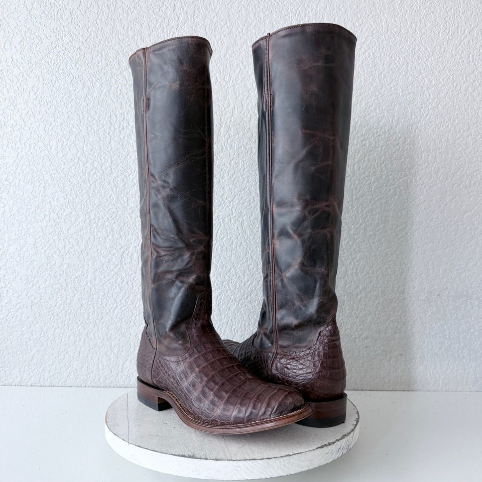 Rod Patrick Womens Cowboy Boots Sz 9B Brown Caiman Leather Riding Boot ...