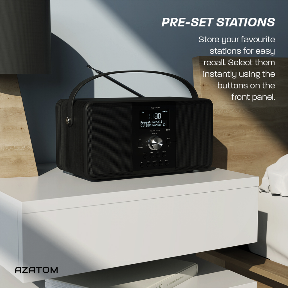 DAB+ DAB FM Radio Clock Stereo Speaker Alarm Bluetooth AZATOM Multiplex ...