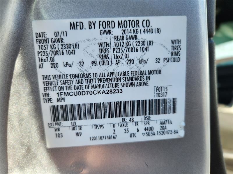 2009-2012 Ford ESCAPE Engine Motor 2.5L VIN 7 8th Digit | eBay