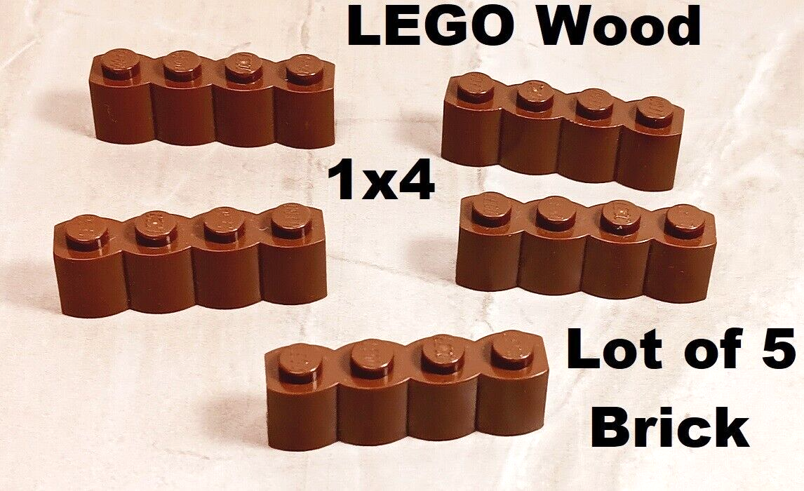 LEGO Wood Log Brick Wall LOT OF 5 Logs BROWN 1x4 Build Fort CABIN Ship ...