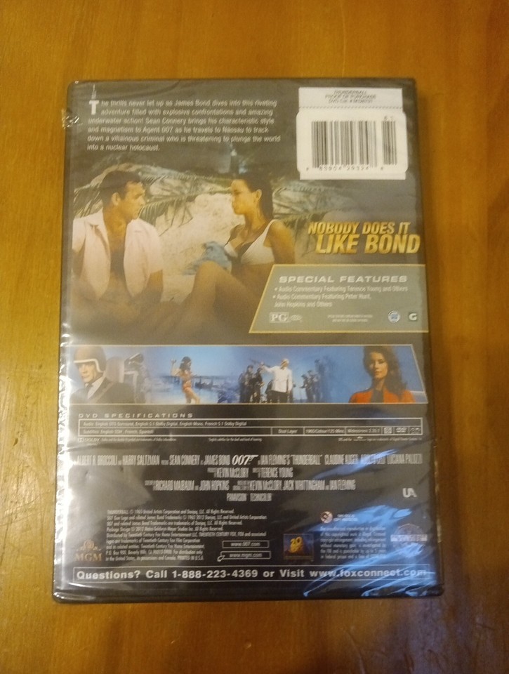 THUNDERBALL 007 DVD 1965 Sean Connery as James Bond PROMO New Factory ...