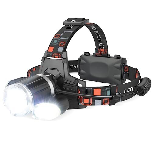 Rechargeable Headlamp, 10000 High Lumen Head Lamp, Super Bright LED ...