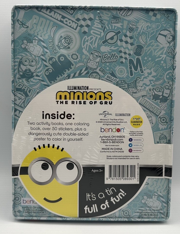 MINIONS The Rise of Gru Activity Tin 3 Books 1 Poster 50 Stickers 4 ...