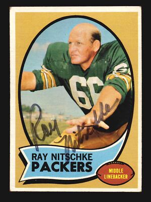 1970 Topps Football Autographed Signed Trading Card #55 Ray Nitschke ...