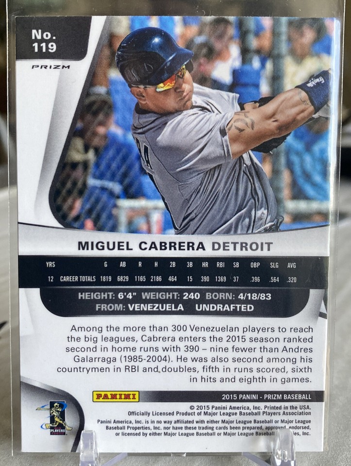 2015 Panini Prizm Miguel Cabrera RED WHITE BLUE MOJO Refractor SP #119 ...