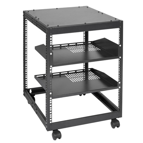 VEVOR 12U 4 Post AV Rack with Casters Open Frame Server Rack Network ...