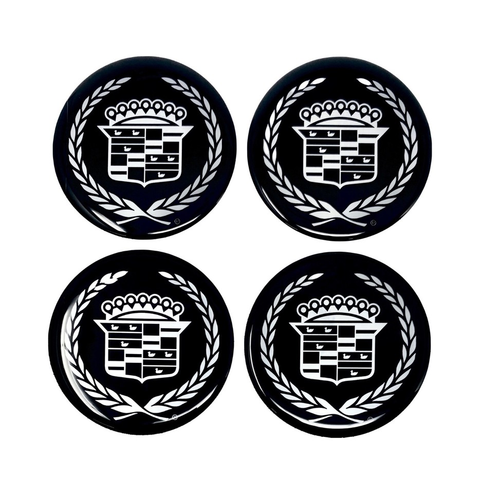 4 PCS Black & Chrome Wheel / Hub Cap emblems decals for Cadillac | eBay