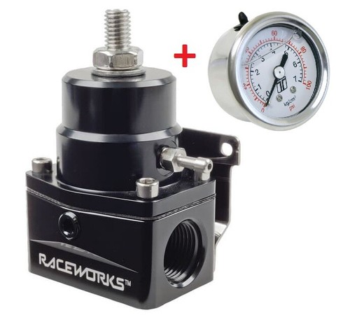 Raceworks EFI Adjustable Fuel Pressure Regulator 3x AN-6 ports+ Turbosmart Gauge | eBay Australia