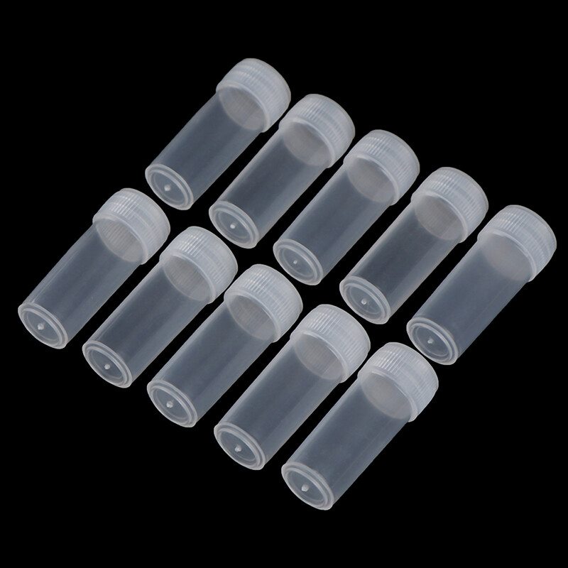 100Pcs 5ml Plastic Test Tubes Screw Cap Bottles For School Chemistry ...