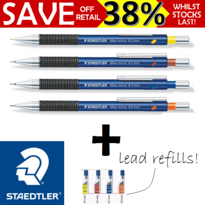 NEW Staedtler 775 Mechanical Pencil Pacer Mars 0.3 0.5 0.7 0.9mm + Lead ...