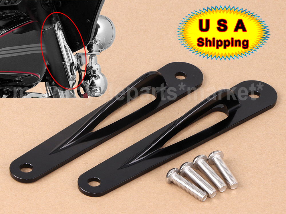 Black Front Fork Teardrop Tie-Down Brackets For Harley Electra Glide ...