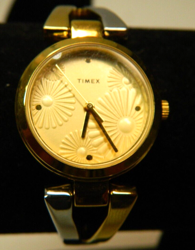 Fancy raised flower/floral lady's TIMEX slightly used wristwatch/watch ...