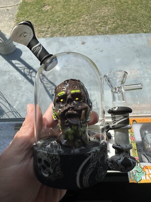 Bong Zombie Face Skull Glass Bong Hookah Smoking Water Pipe Bong ...