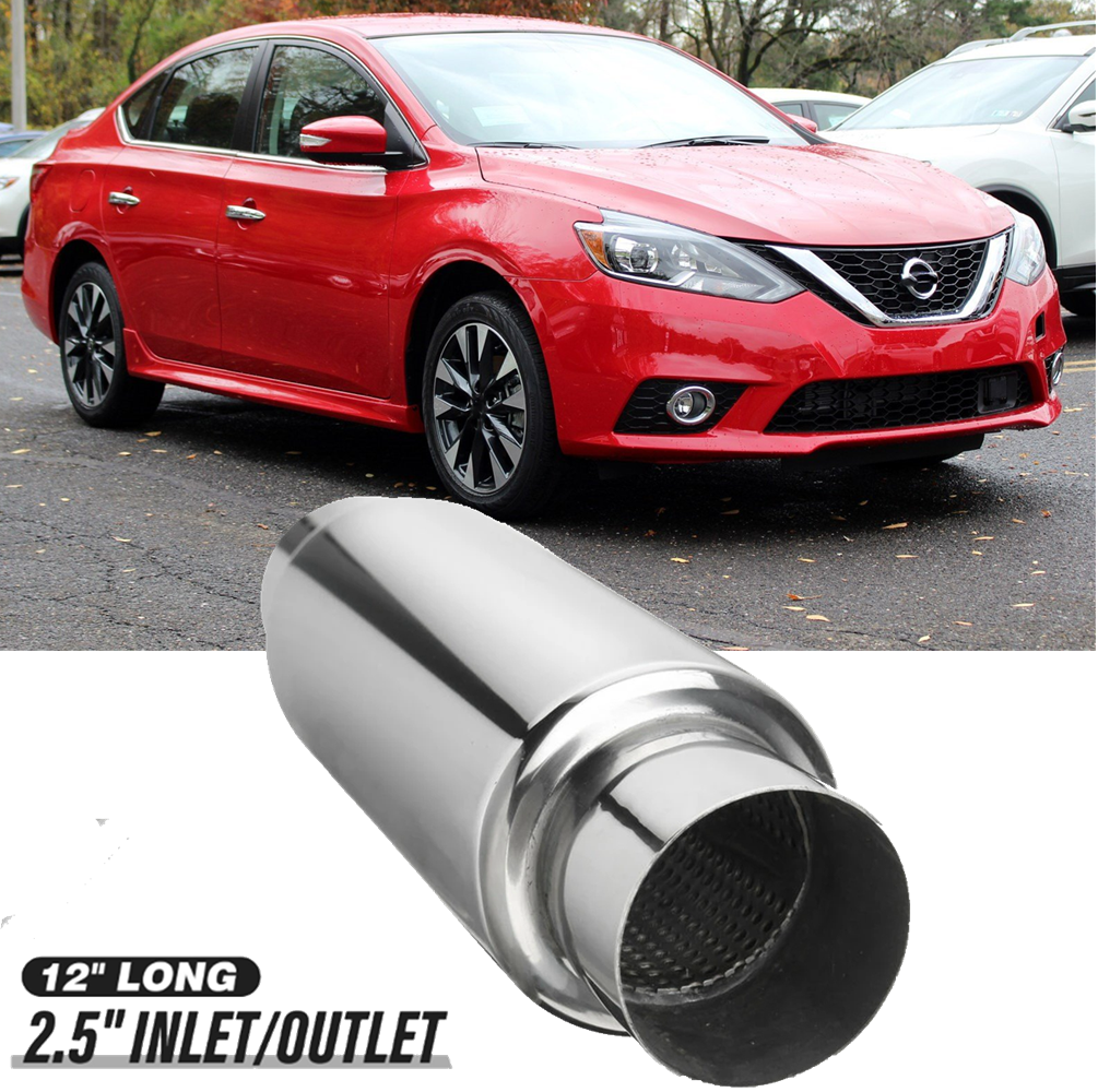 2.5" In/Out 12" L Exhaust Muffler Resonators For Nissan Sentra Altima ...