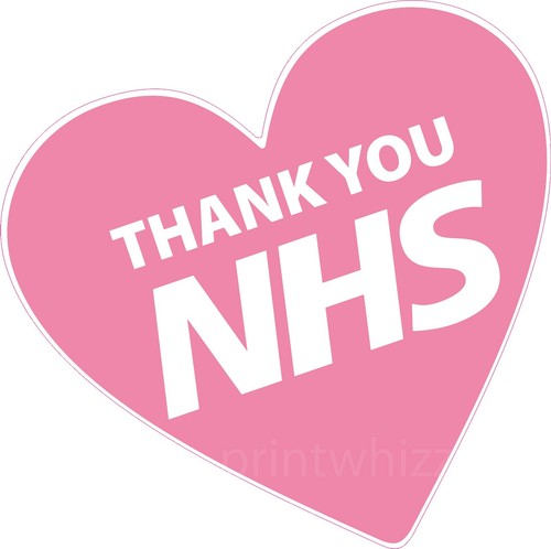 THANK YOU NHS PINK Heart Shape Vinyl Sticker Car Window ETC 150mm ...