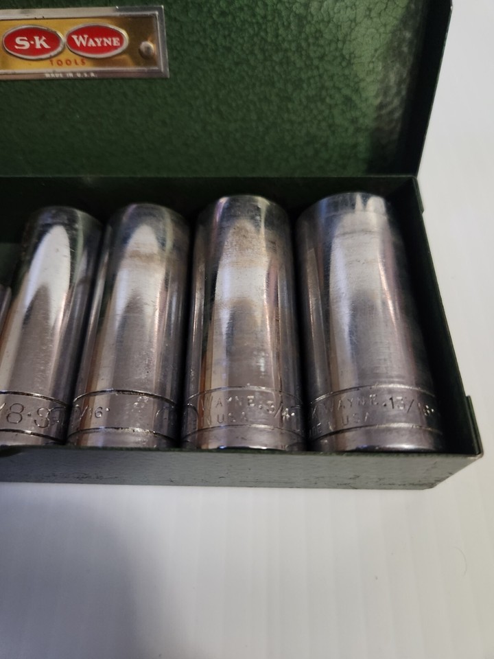 S-K 9pc. 3/8 SAE Deep 6 Pt. Sockets With Case Made In USA | eBay