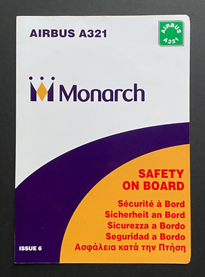 Monarch Airlines Airbus A321 Safety Card - 07/06 | eBay