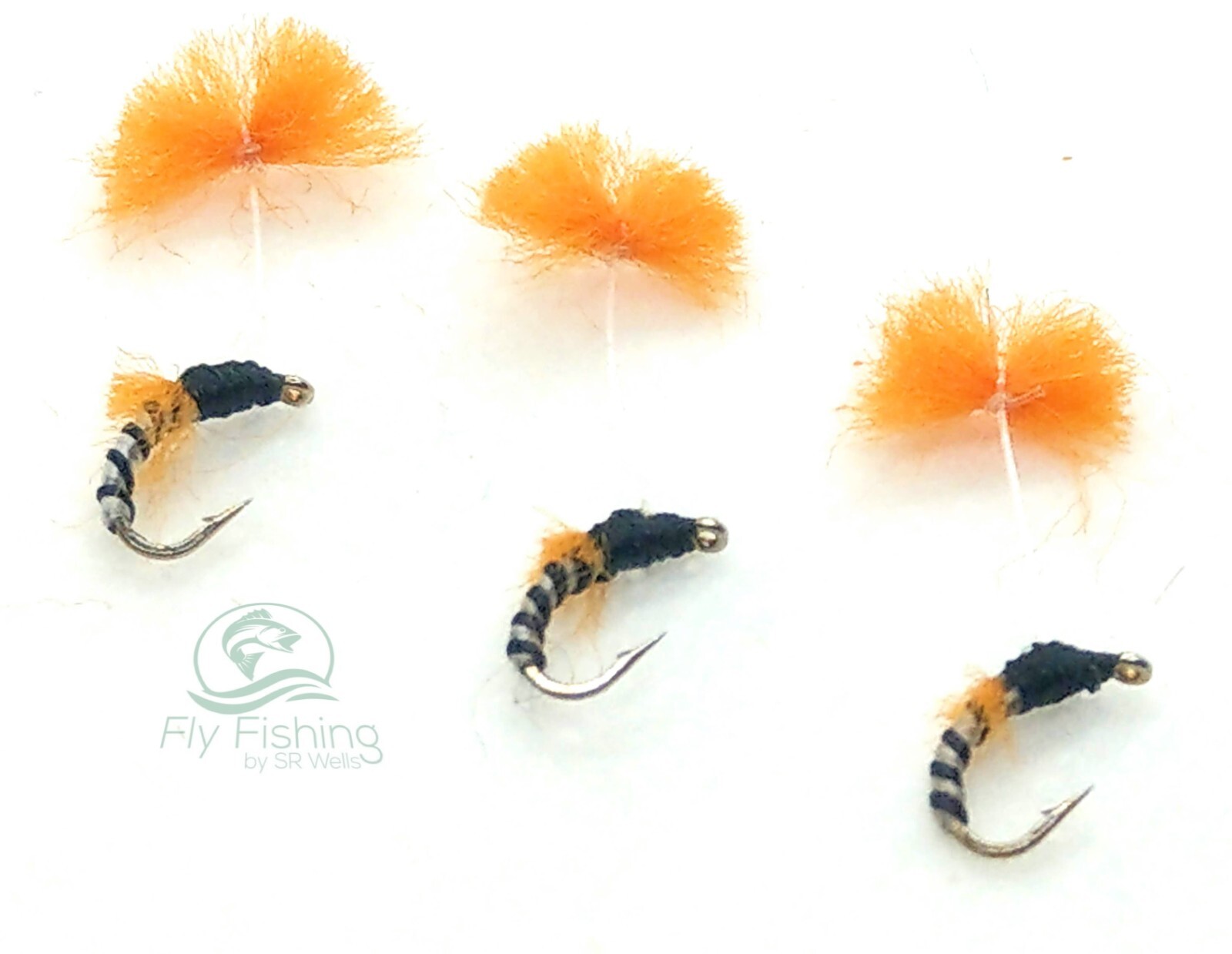 3 PARASOL Zebra MIDGE Flies UMBRELLA Emerger Trout Fly Fishing 10 12 14 ...