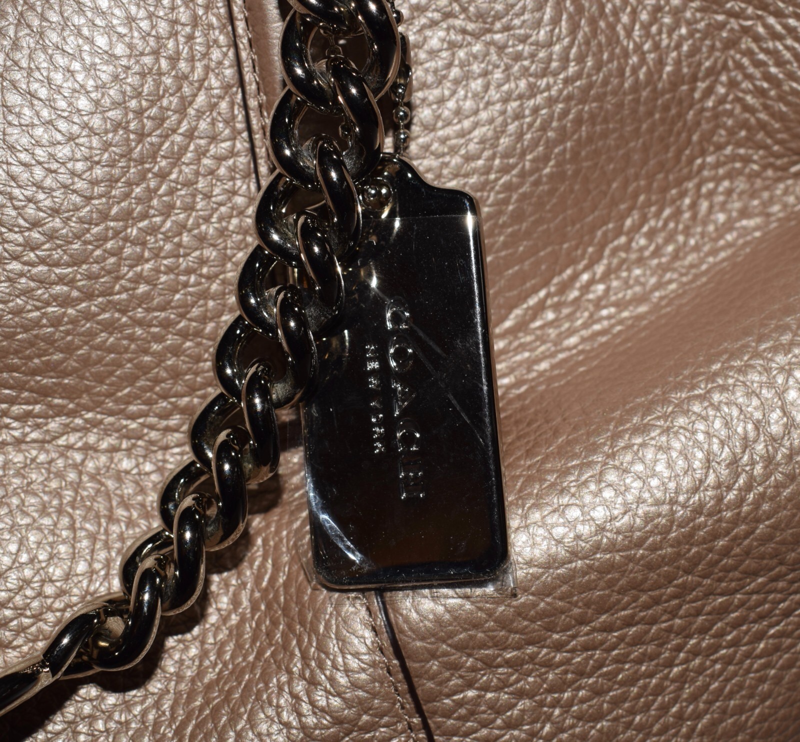 Coach F35868 Pebble Leather Ava Chain Tote Handbag Im/metallic ...