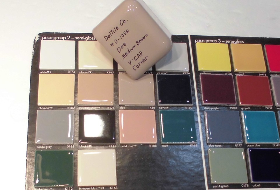 1 pc. Medium Brown - Doe: V Cap Corner Ceramic Trim Tile Counter Edging ...