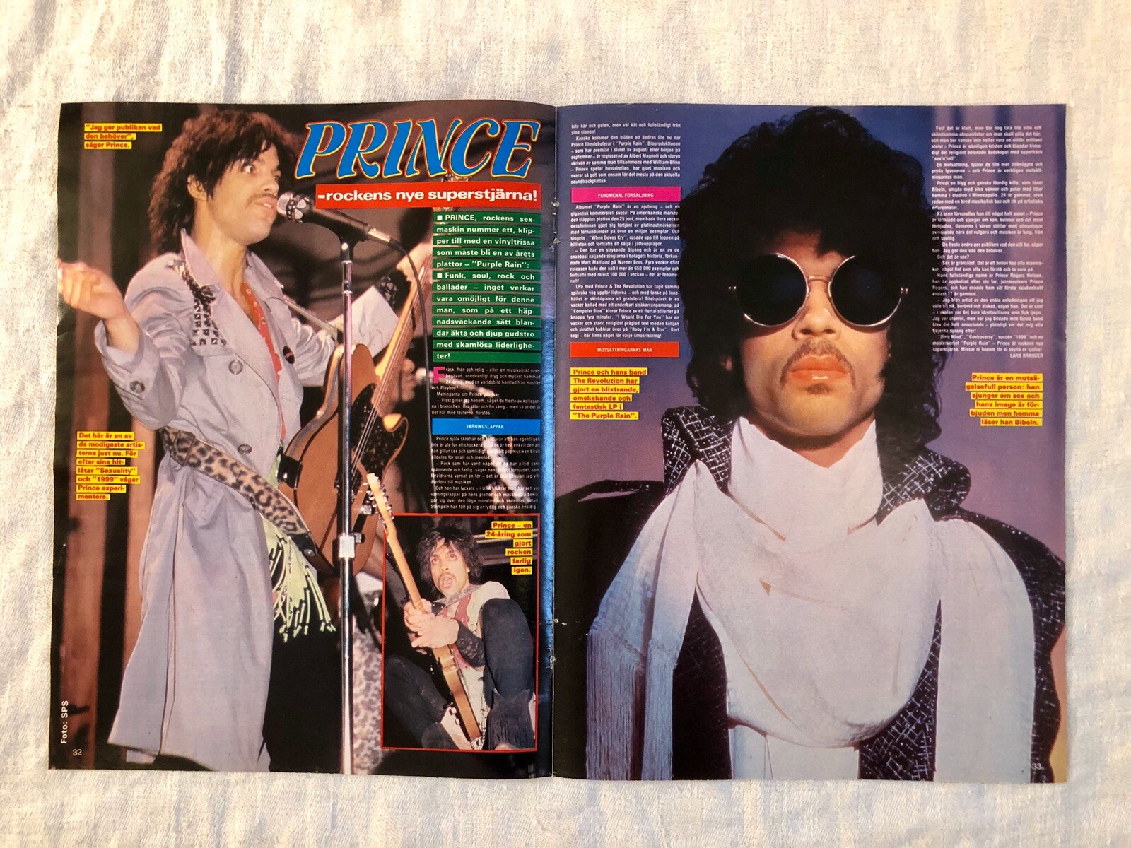 PRINCE 1984 ROGER NELSON Clipping Poster Swedish Music magazine Okej ...