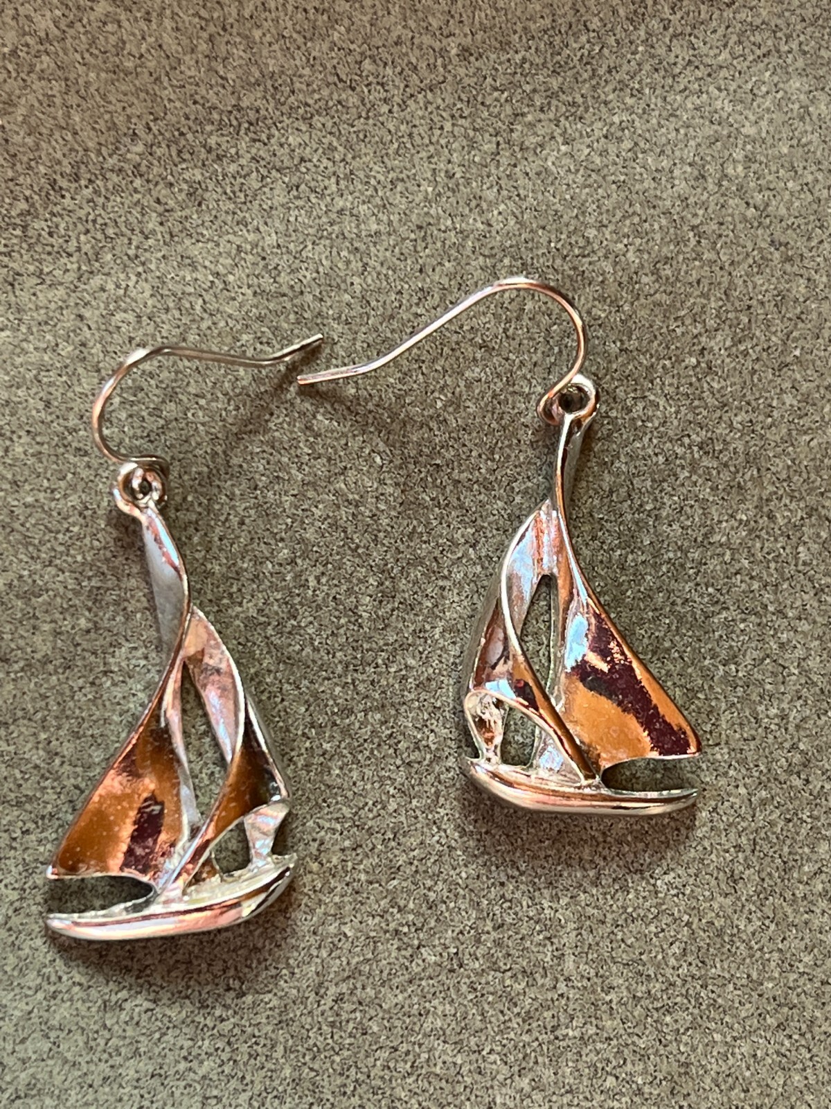 Silvertone Nautical Sailing Boat Dangle Earrings for Pierced Ears – 1 ...