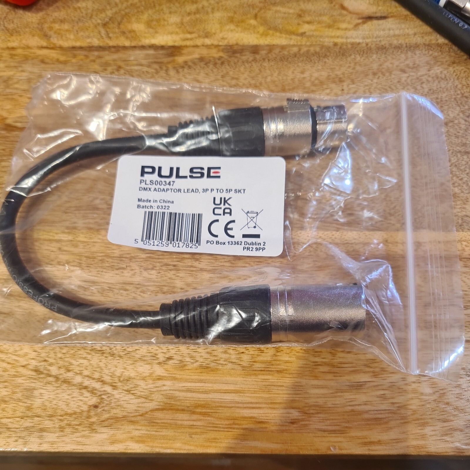 PULSE PLS00347 - 3 Pin Male to 5 pin Female XLR DMX Adaptor Lead ...