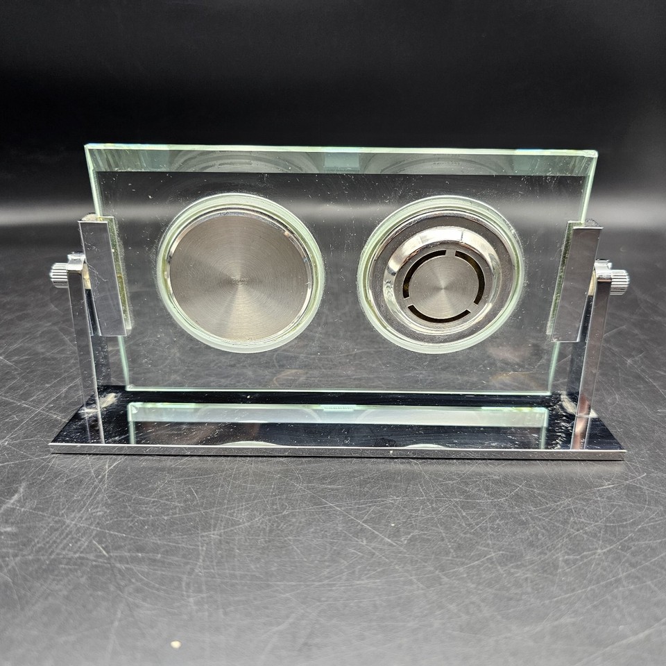 Bulova Art Deco Desk Clock Thermometer Glass Chrome | eBay