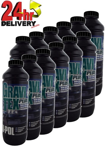 U-Pol GRAVITEX Stone Chip Overpaintable Protection Black 1 Litre x 12 ...