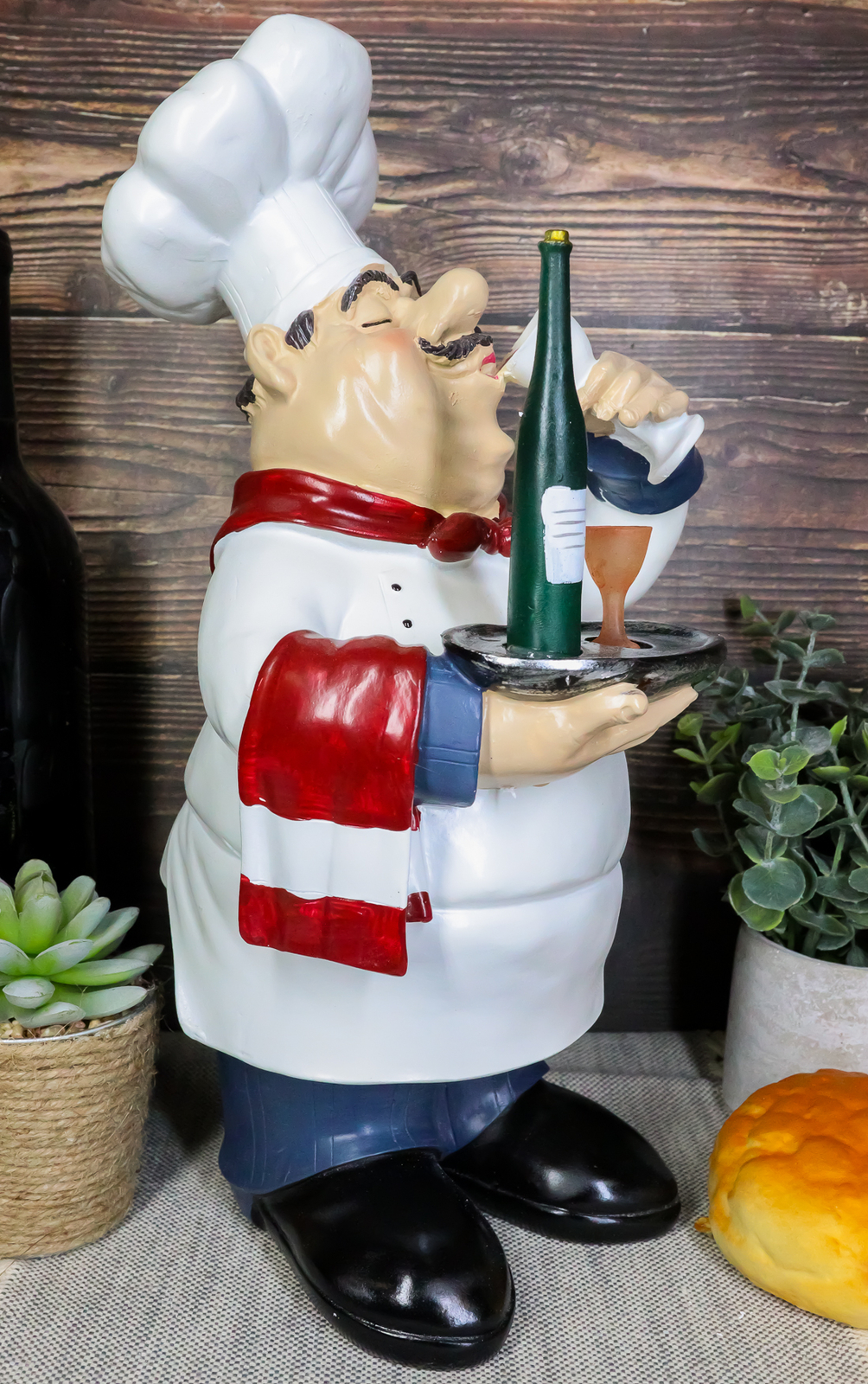 Master Chef Pierre Wine Tasting French Bistro Statue 14"H Kitchen Decor ...