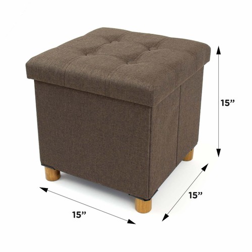 Collapsible Cube Storage Foot Stool with Tray, Brown | eBay