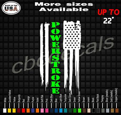 Powerstroke American Flag 2 COLOR Vinyl Decal Sticker | Diesel Truck ...