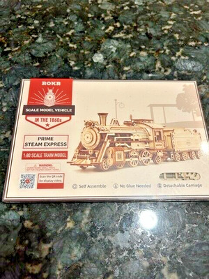 ROKR 3D Wooden Puzzle 1:80 Scale Model Train Prime Steam Express,Stem ...