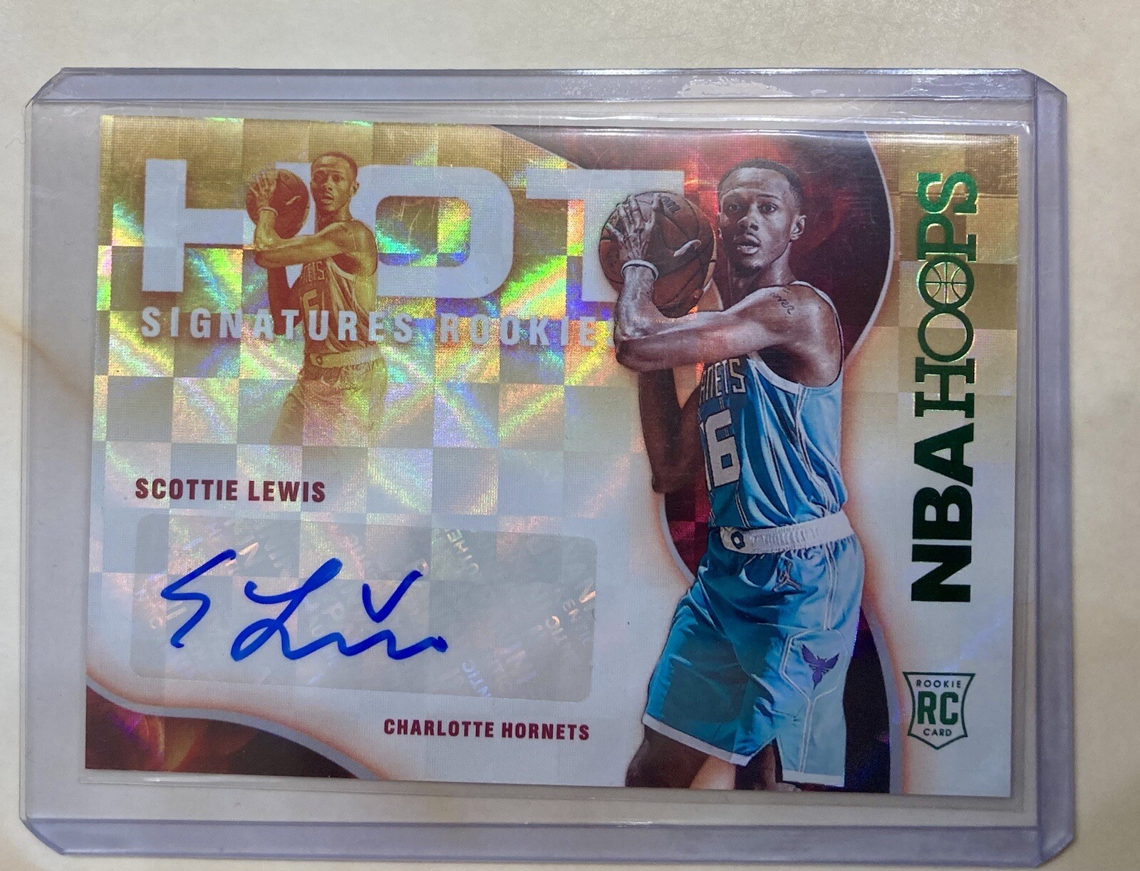 Scottie Lewis 2021-22 Hoops Basketball Hot Signature Rookie Green Foil ...